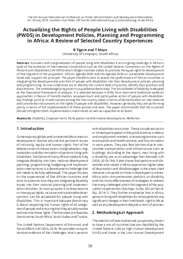 (PDF) Actualizing the rights of people living with disabilities (PWDS ...