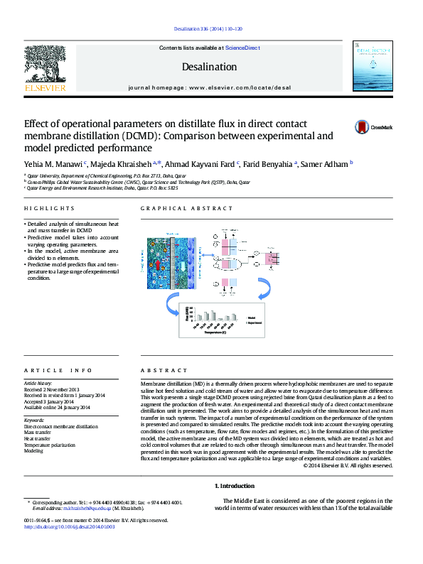 (PDF) Effect of operational parameters on distillate flux in direct contact membrane ...