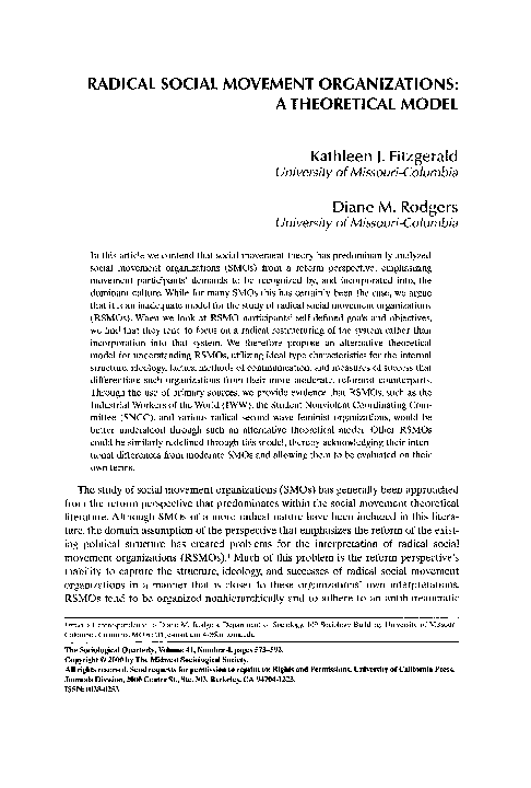 (PDF) Radical Social Movement Organizations: A Theoretical Model ...