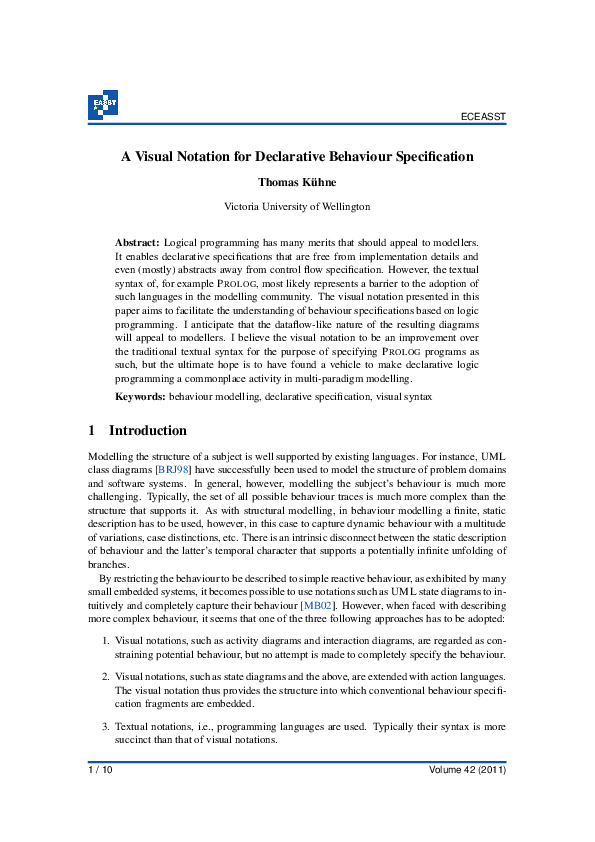(PDF) A Visual Notation for Declarative Behaviour Specification