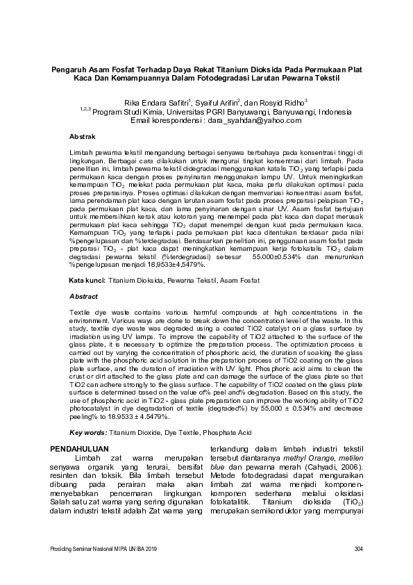 (PDF) Pengaruh Asam Fosfat Terhadap Daya Rekat Titanium Dioksida Pada ...