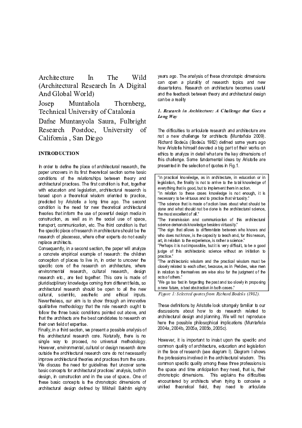 (PDF) Architecture in the Wild: Architectural Research in a Digital and ...