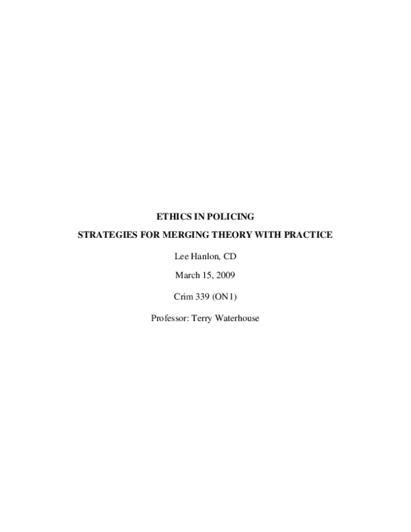 (PDF) Ethics in Policing