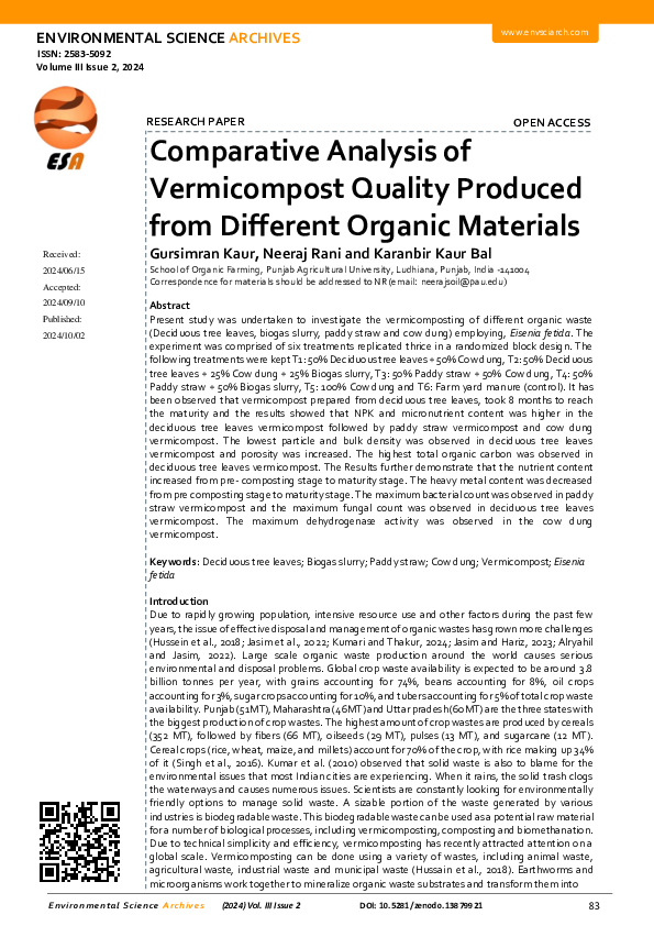 (PDF) Comparative Analysis of Vermicompost Quality Produced from ...