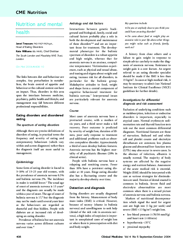 (PDF) Nutrition and mental health