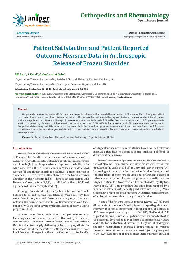 (PDF) Patient Satisfaction and Patient Reported Outcome Measure Data in ...