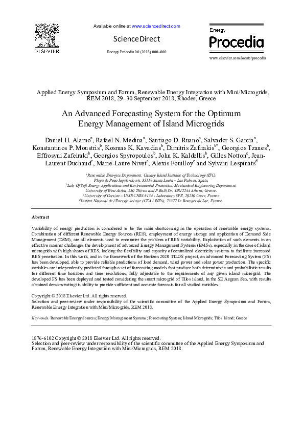 (PDF) An Advanced Forecasting System for the Optimum Energy Management ...