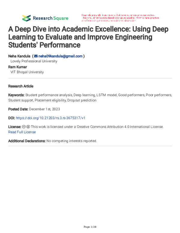(PDF) A Deep Dive into Academic Excellence: Using Deep Learning to ...