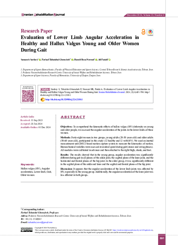 (PDF) Evaluation of Lower Limb Angular Acceleration in Healthy and ...