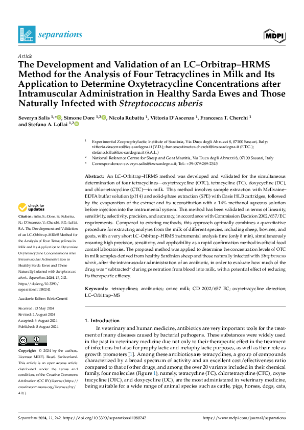 (PDF) Salis S, Lollai S et al 2024-The Development and Validation of an LC–Orbitrap–HRMS Method