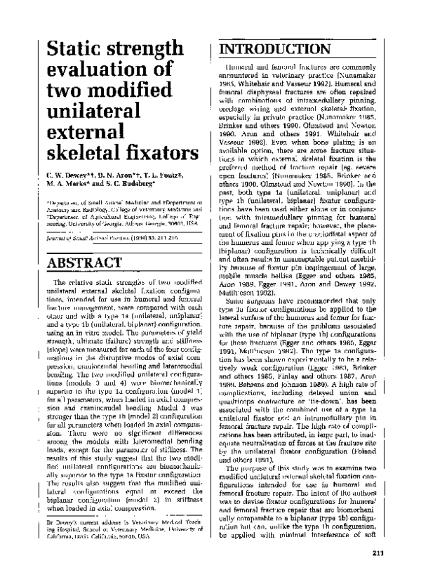(PDF) Static strength evaluation of two modified unilateral external ...