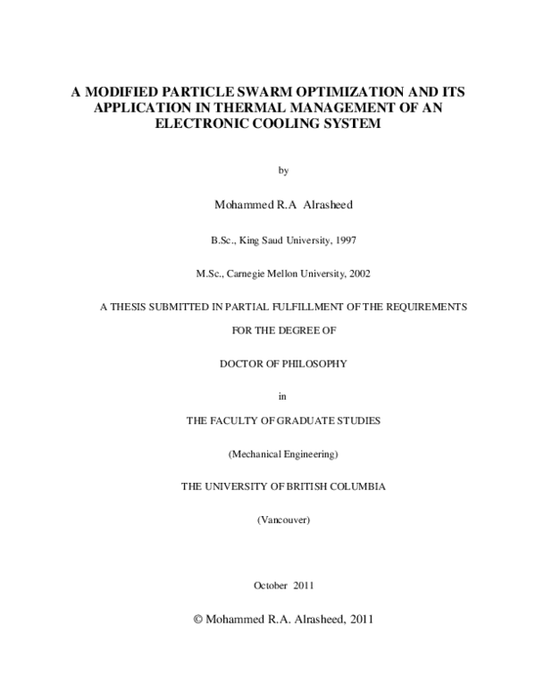 (PDF) A modified particle swarm optimization and its application in thermal management of an ...