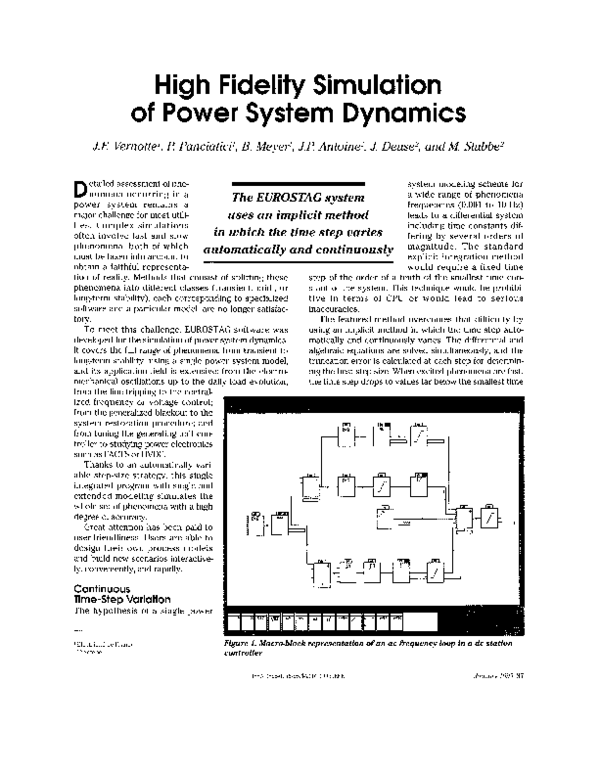 (PDF) High fidelity simulation of power system dynamics