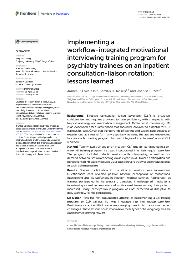 (PDF) Implementing a workflow-integrated motivational interviewing ...