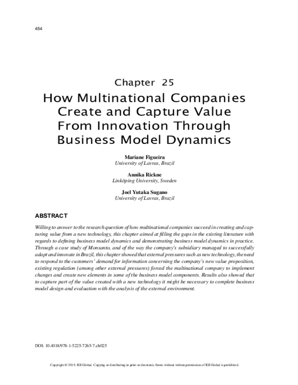 (PDF) How Multinational Companies Create and Capture Value From ...