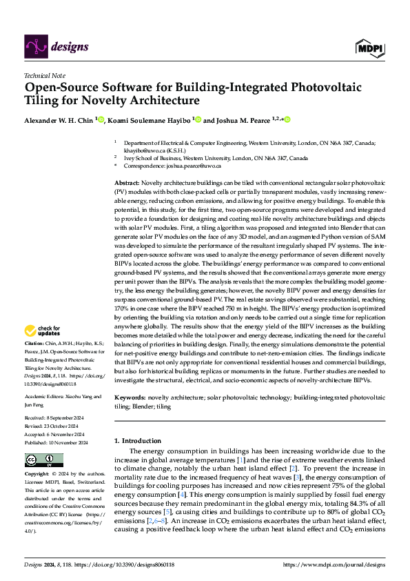 (PDF) Open-Source Software for Building-Integrated Photovoltaic Tiling for Novelty Architecture