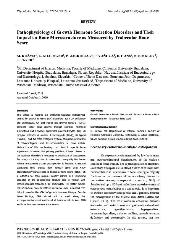 (PDF) Pathophysiology of Growth Hormone Secretion Disorders and Their ...