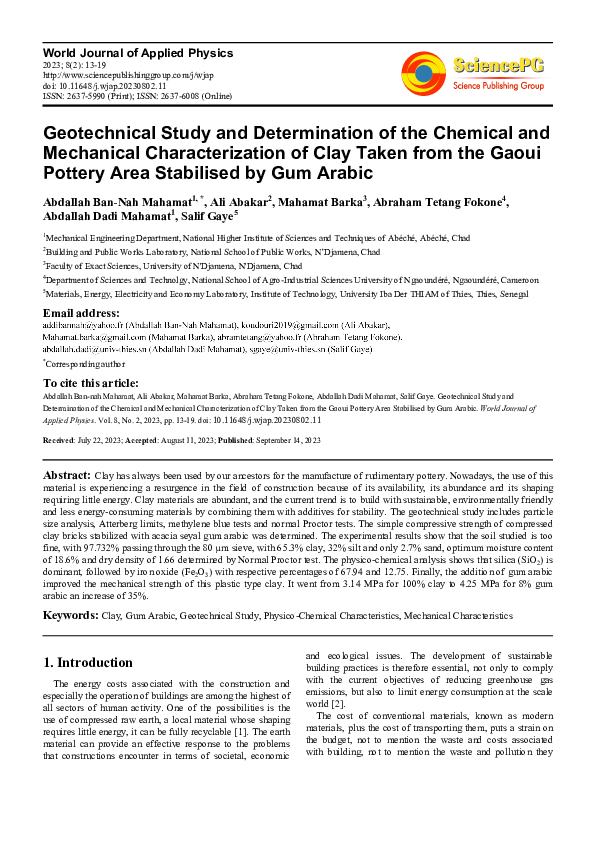 (PDF) Geotechnical Study and Determination of the Chemical and ...
