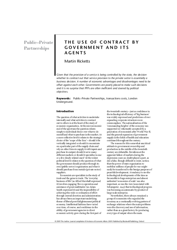 (PDF) The Use of Contract by Government and Its Agents