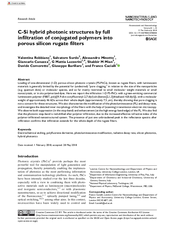 (PDF) C-Si hybrid photonic structures by full infiltration of conjugated polymers into porous ...