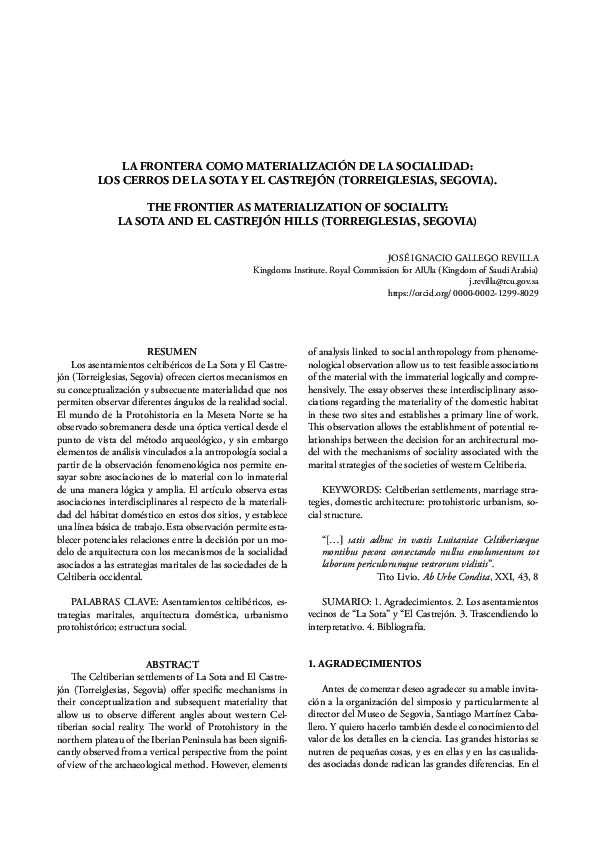 (PDF) La frontera como materialización de la socialidad: Los cerros de La Sota y el Castrejón ...