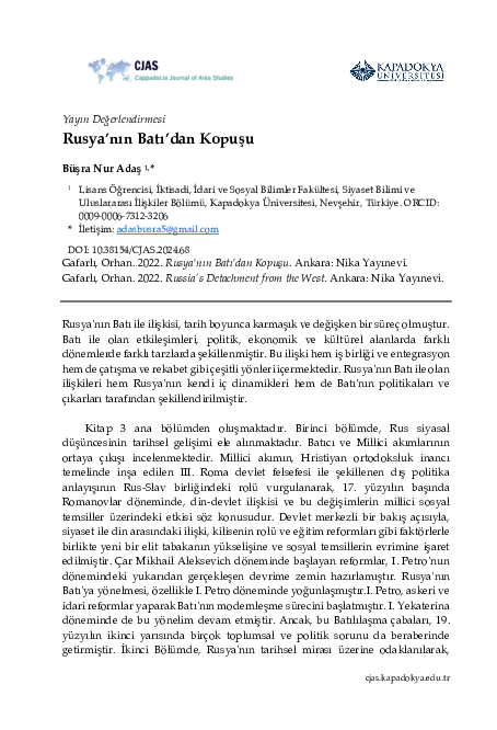 (PDF) Rusya nın Batı dan Kopuşu