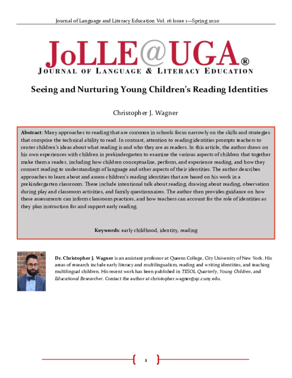 (PDF) Seeing and Nurturing Young Children's Reading Identities