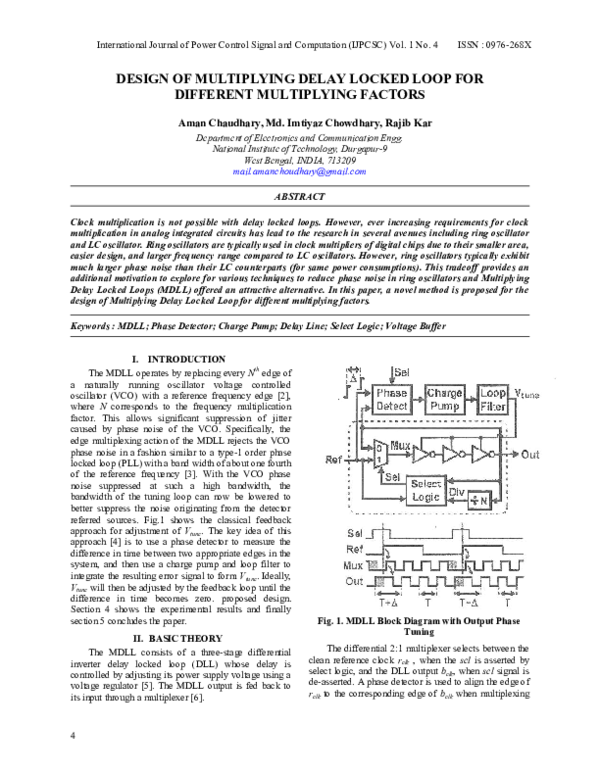 (PDF) Design of Multiplying Delay Locked Loop for Different Multiplying ...