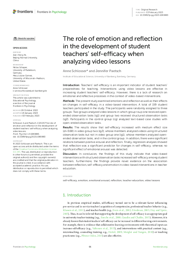 (PDF) The role of emotion and reflection in the development of student ...
