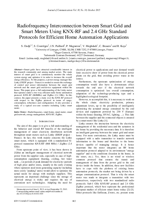 (PDF) Radiofrequency Interconnection between Smart Grid and Smart ...