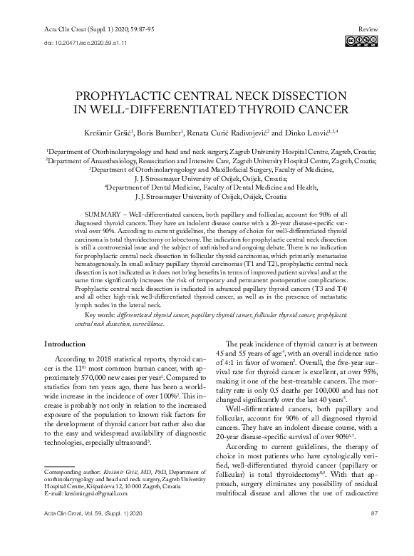 (PDF) Prophylactic Central Neck Dissection in Well-differentiated ...