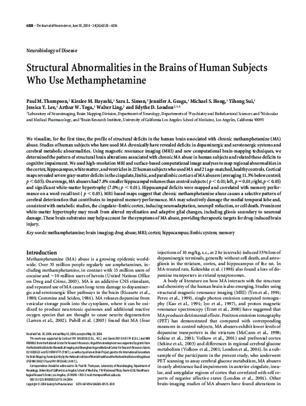 (PDF) Structural Abnormalities in the Brains of Human Subjects Who Use ...