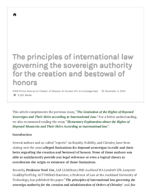(PDF) The principles of international law governing the sovereign ...