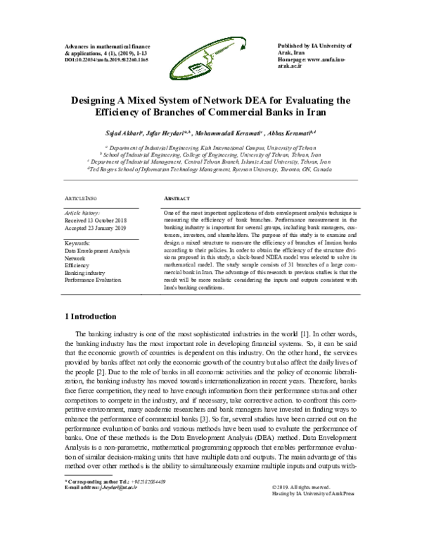 (PDF) Designing A Mixed System of Network DEA for Evaluating the ...
