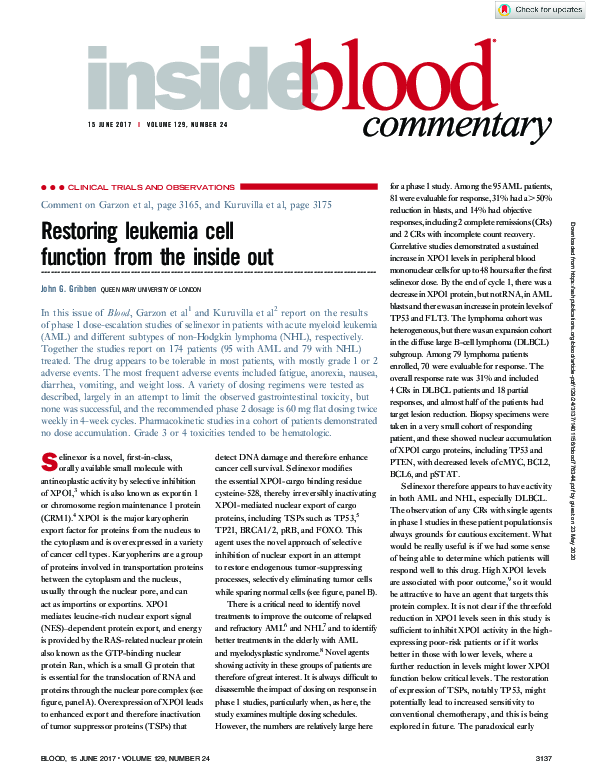 (PDF) Restoring leukemia cell function from the inside out