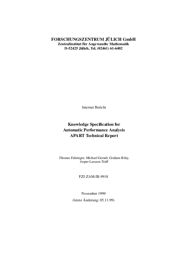 (PDF) Knowledge specification for automatic performance analysis