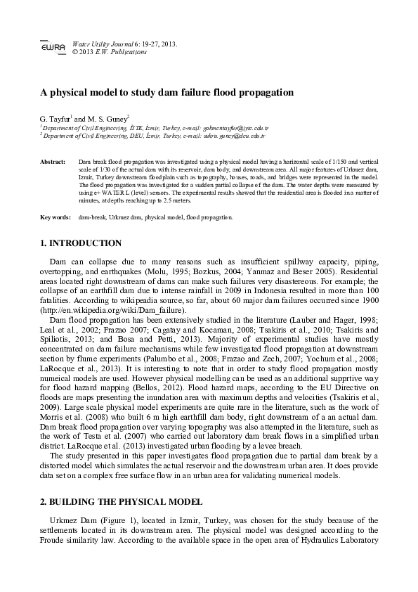 (PDF) A physical model to study dam failure flood propagation