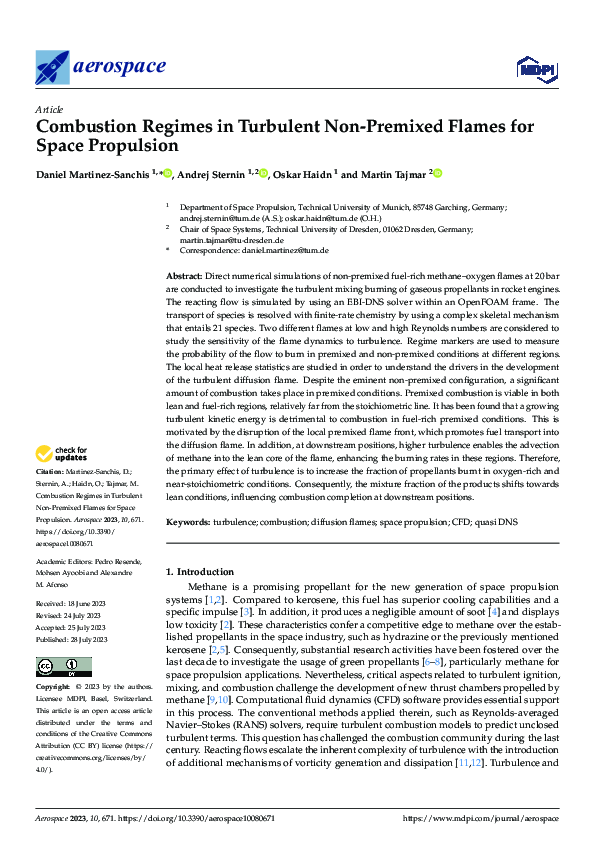 (PDF) Combustion Regimes in Turbulent Non-Premixed Flames for Space ...