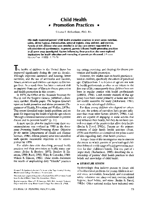 (PDF) Child health promotion practices