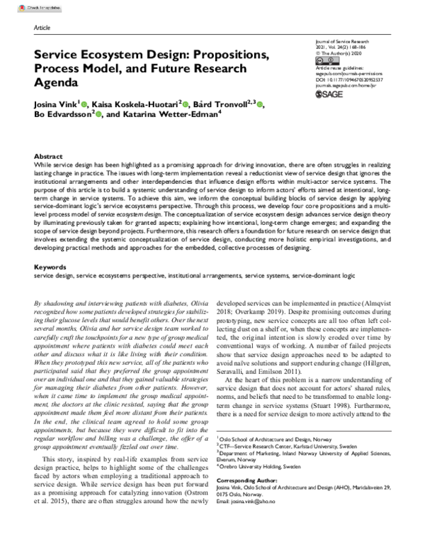 (PDF) Service Ecosystem Design: Propositions, Process Model, and Future ...
