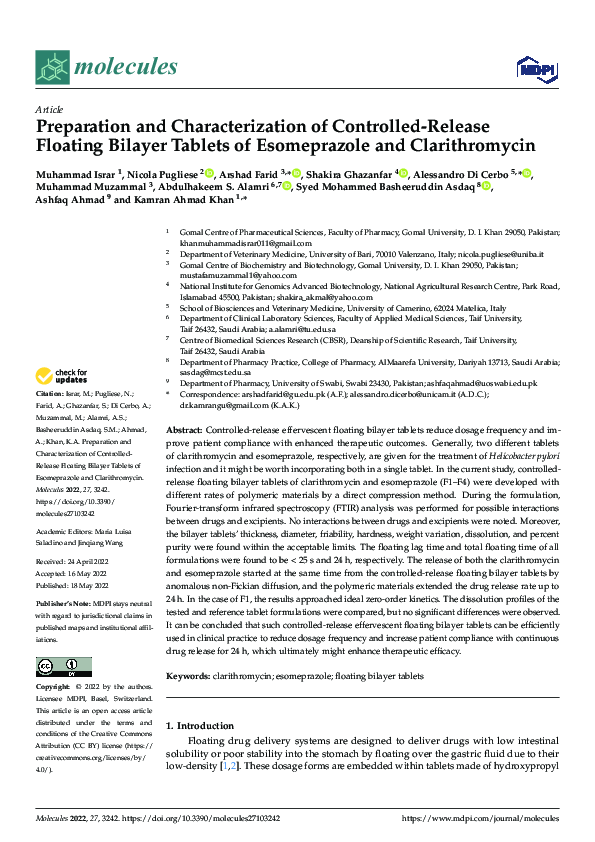 Pdf Preparation And Characterization Of Controlled Release Floating Bilayer Tablets Of