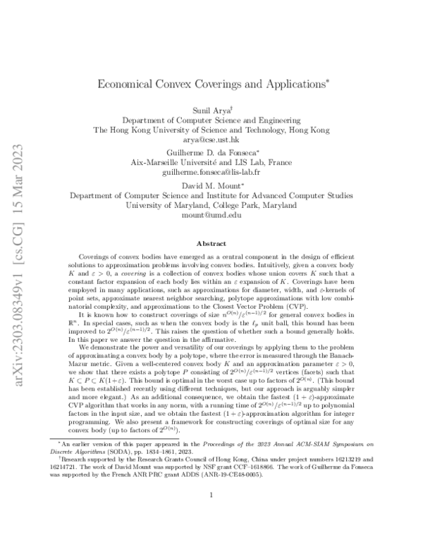 (PDF) Economical Convex Coverings and Applications