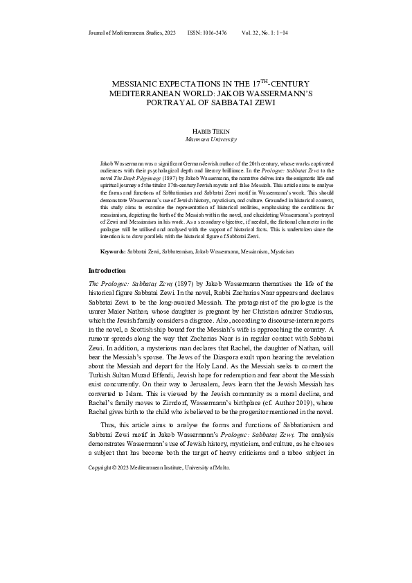 (PDF) Messianic Expectations in the 17th- Century Mediterranean World ...
