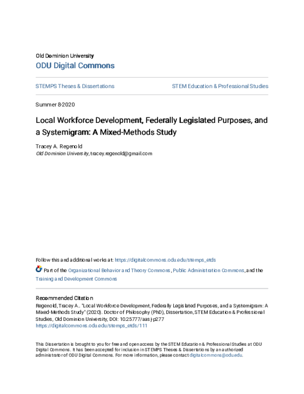 (PDF) Local Workforce Development, Federally Legislated Purposes, and a ...