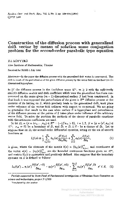 (PDF) Constructing Diffusion with Generalized Drift