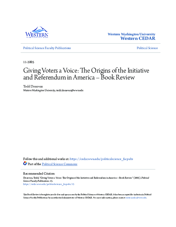 (PDF) Review of Piott, Giving Voters a Voice