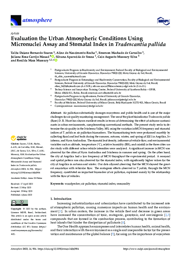 (PDF) Evaluation the Urban Atmospheric Conditions Using Micronuclei Assay and Stomatal Index in ...