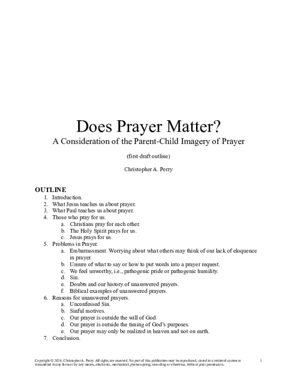 (PDF) Does Prayer Matter? - A Consideration of the Parent Child Imagery of Prayer
