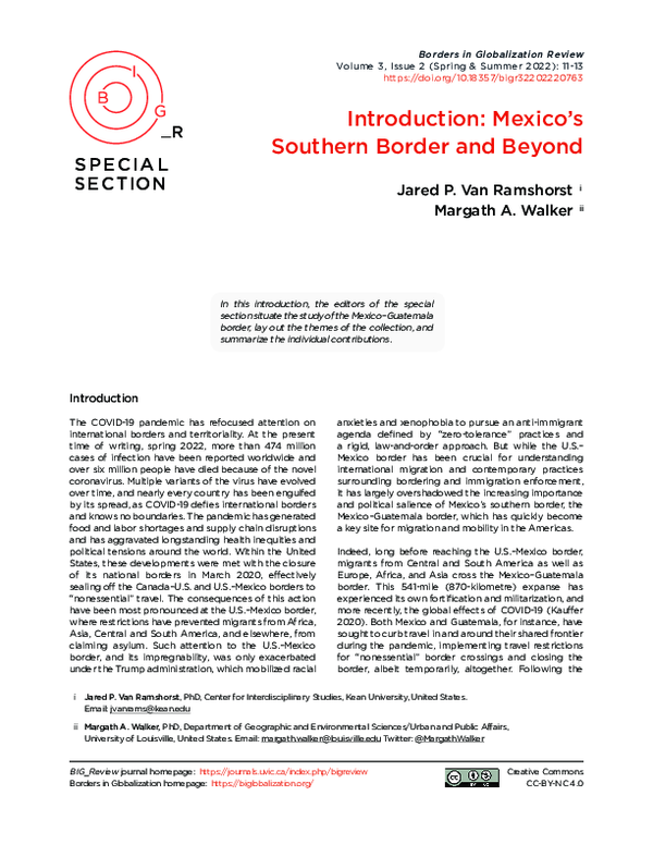 (PDF) Introduction: Mexico’s southern border and beyond
