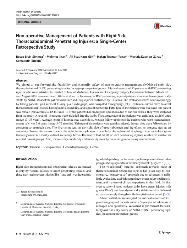 (PDF) Non-operative Management of Patients with Right Side ...